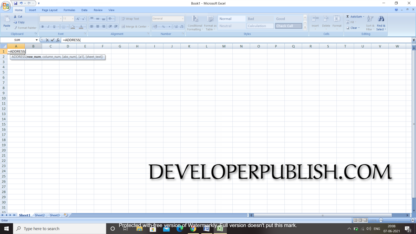 How to use Address Function in Excel ? - DeveloperPublish