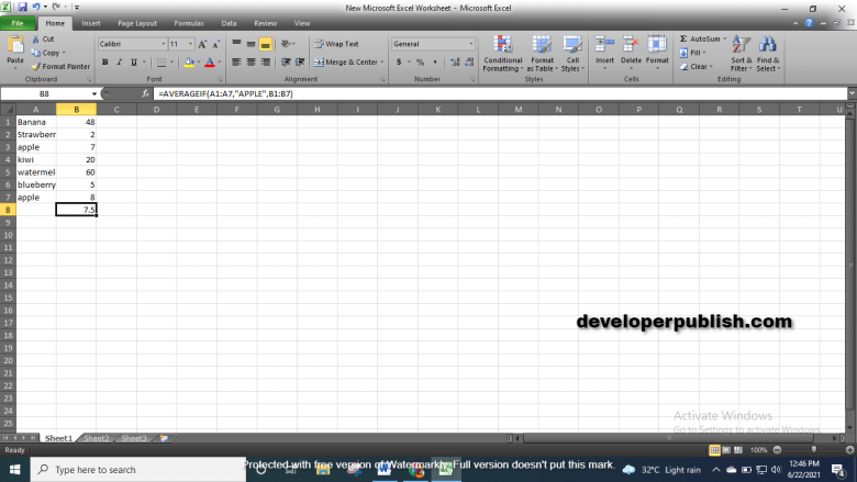 How to use AVERAGEIF Function in excel? - Developer Publish