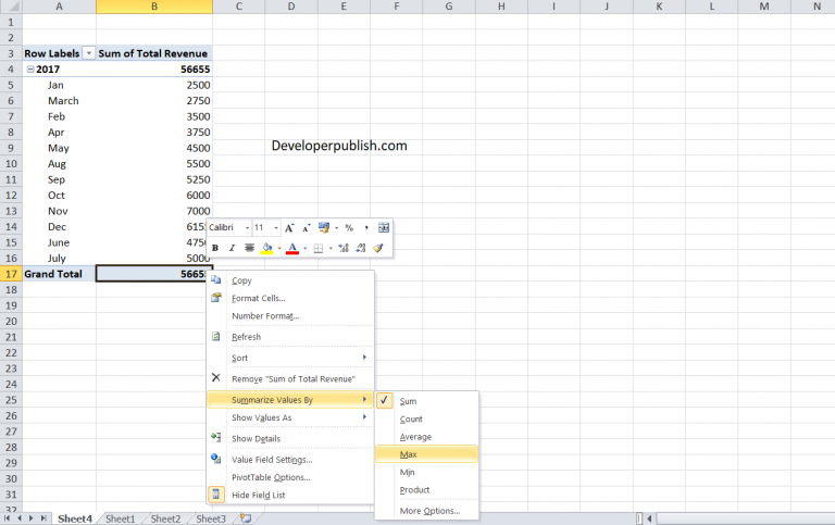 Summarize by Min and Max in Excel Pivot Table - Excel Tutorials