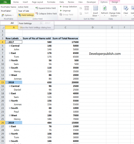 Subtotals and Grand totals in Excel Pivot tables - Developer Publish