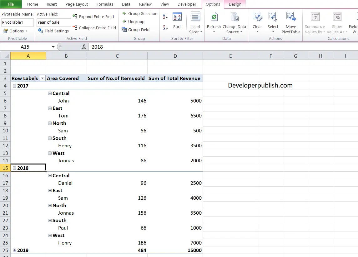 Subtotals And Grand Totals In Excel Pivot Tables Developer Publish