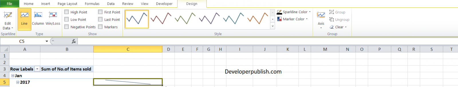Sparklines with Pivot Tables in Excel - Developer Publish