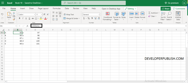 How to use CODE function in Excel? - Developer Publish