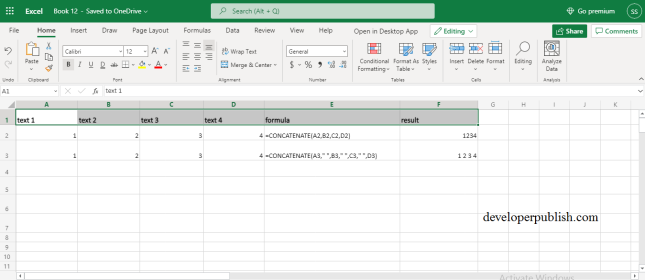 How to use CONCATENATE function in excel? - DeveloperPublish