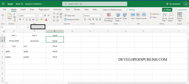 How to use EXACT Function in Excel? - Developer Publish