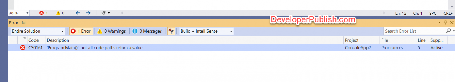 C# Error CS0161 – 'method': not all code paths return a value