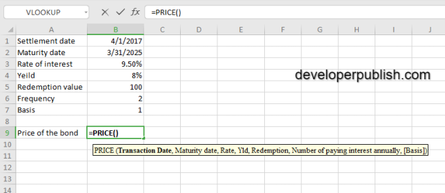 How to use the PRICE function in Excel? | Developer Publish