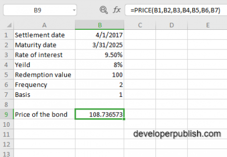 How to use the PRICE function in Excel? | Developer Publish