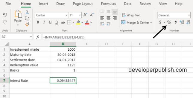 How to use the INTRATE function in Excel? - Developer Publish