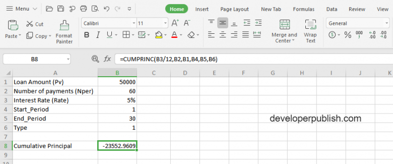 How to use the CUMPRINC function in Excel? - Developer Publish