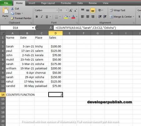 How to use COUNTIFS Function in Excel? - Developer Publish