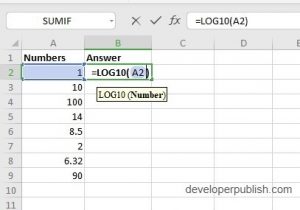 How to use LOG10 Function in Excel? - Developer Publish