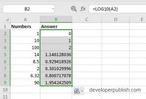 How to use LOG10 Function in Excel? - Developer Publish