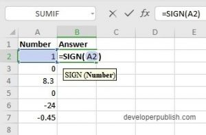 How to use SIGN Function in Excel? | Developer Publish