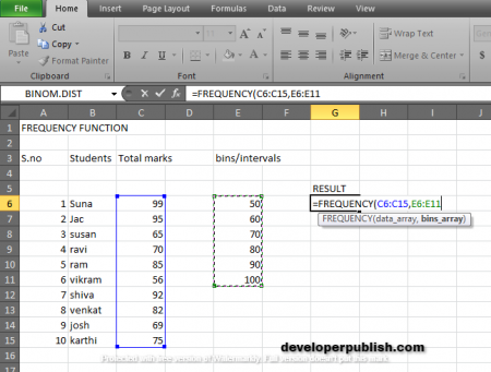 How to use FREQUENCY Function in Excel? | Developer Publish