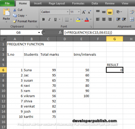 How to use FREQUENCY Function in Excel? | Developer Publish