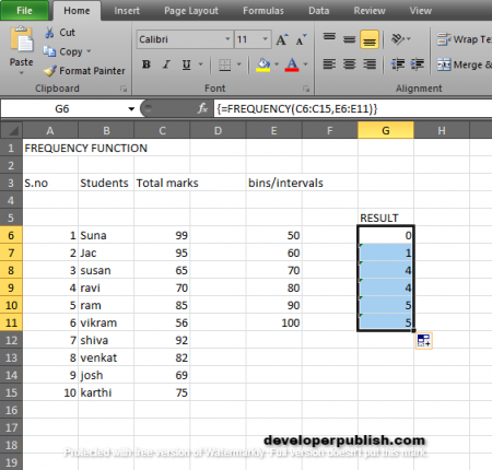 How to use FREQUENCY Function in Excel? | Developer Publish