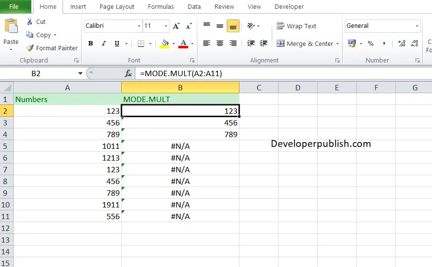 How To Use MODE MULT Function In Excel Developer Publish