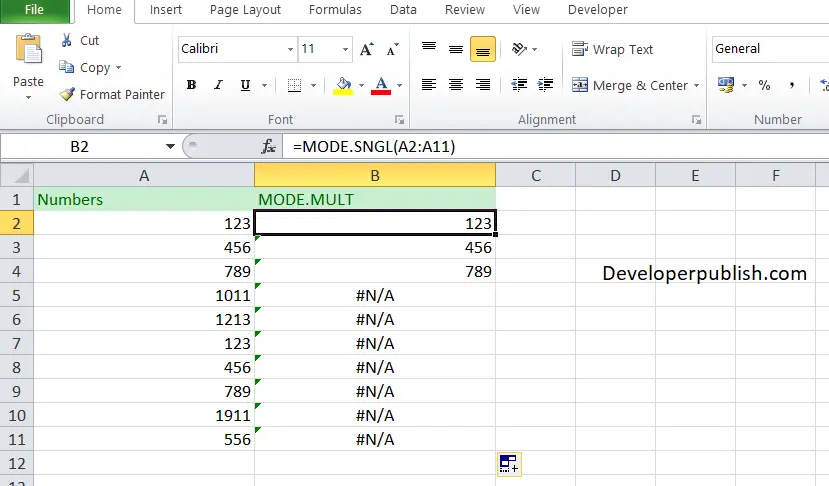 How To Use The MODE SNGL Function In Excel Developer Publish