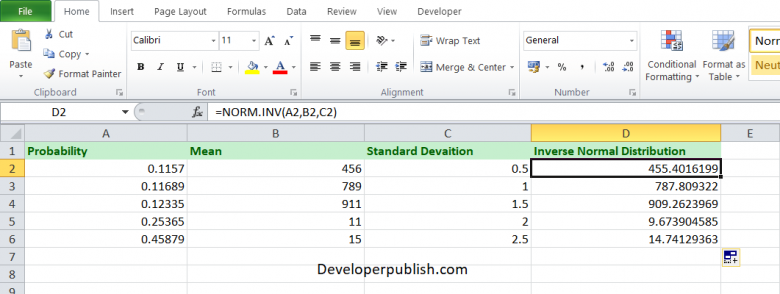 How to use the NORM.INV function in Excel? | Developer Publish