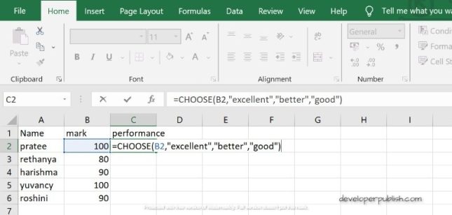 How to use CHOOSE function in Excel ? - Developer Publish