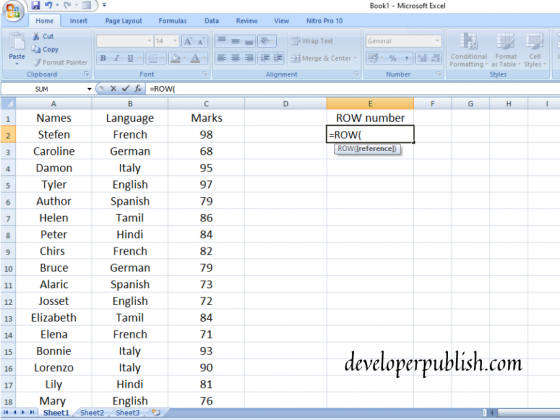 How to use Row function in Excel? | Developer Publish
