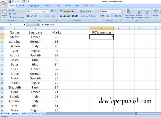 How to use Row function in Excel? | Developer Publish