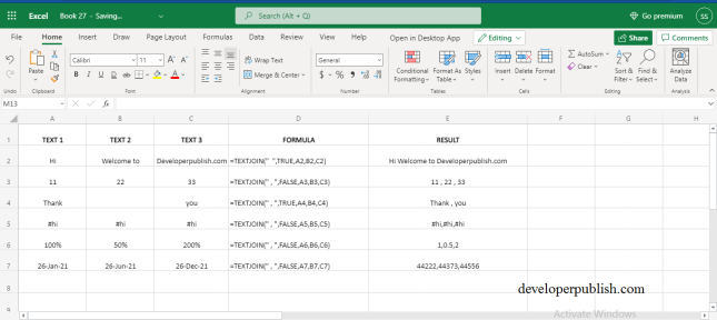 How to use the TEXTJOIN Function in Excel? - Developer Publish