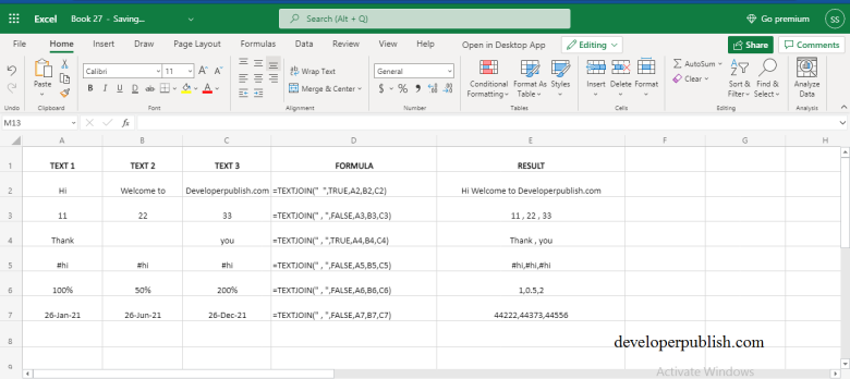 How To Use The Textjoin Function In Excel Developer Publish