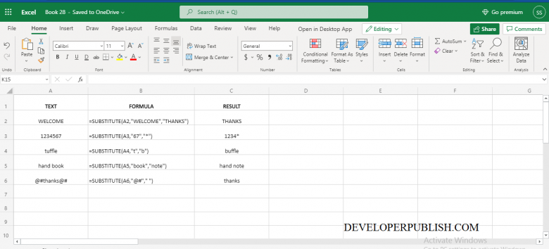 How to use SUBSTITUTE Function in Excel? | Developer Publish