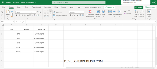 How to use UNICODE Function in Excel? | Developer Publish
