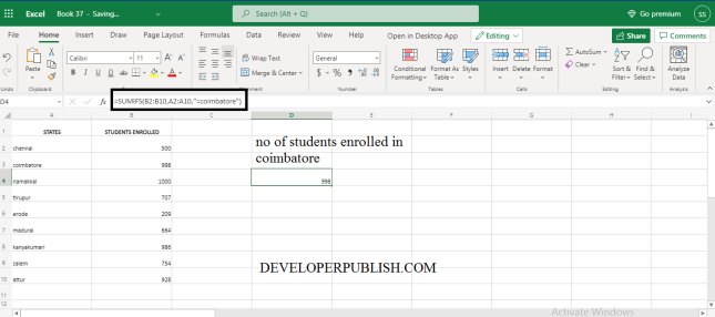 How to use SUMIFS Function in Excel? | Developer Publish
