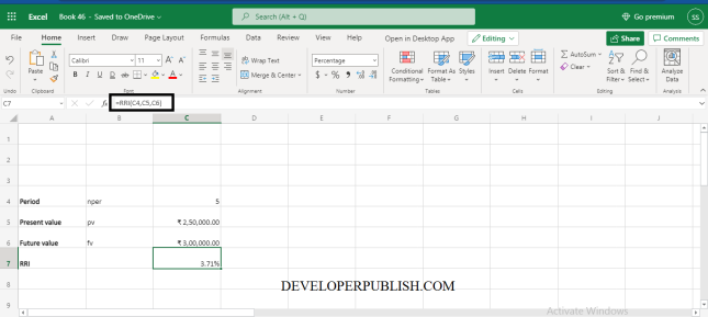 How to use RRI Function in Excel? | Developer Publish