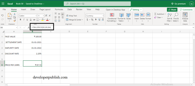 How to use TBILLPRICE Function in Excel? | Developer Publish