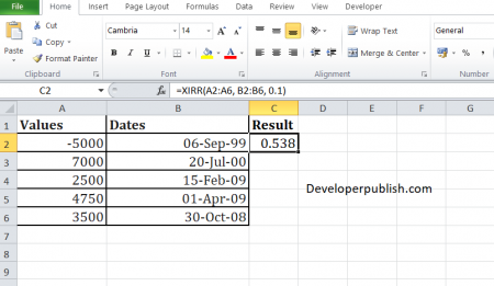 How to use XIRR Function in Excel? - Developer Publish