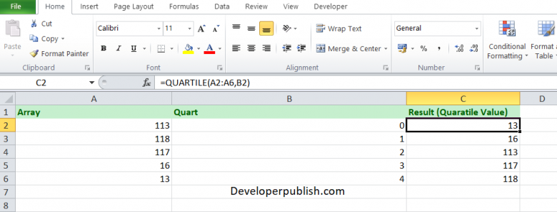 How to use the QUARTILE function in Excel?
