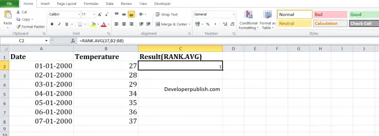 How To Use RANK AVG Function In Microsoft Excel 