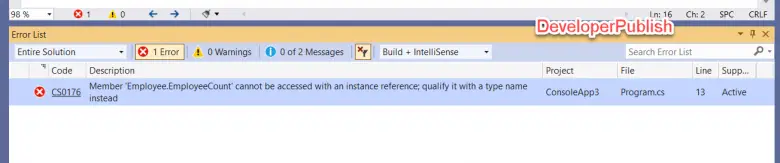 C# Error CS0176 – Static member 'member' cannot be accessed with an ... C# Error CS0176 – Static member 'member' cannot be accessed with an ...