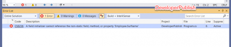 C# Error CS0236 – A field initializer cannot reference the non-static field, method, or property ...