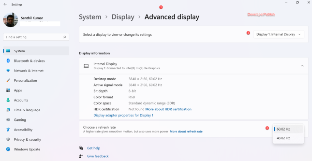 How to Change your display refresh rate in Windows 11?