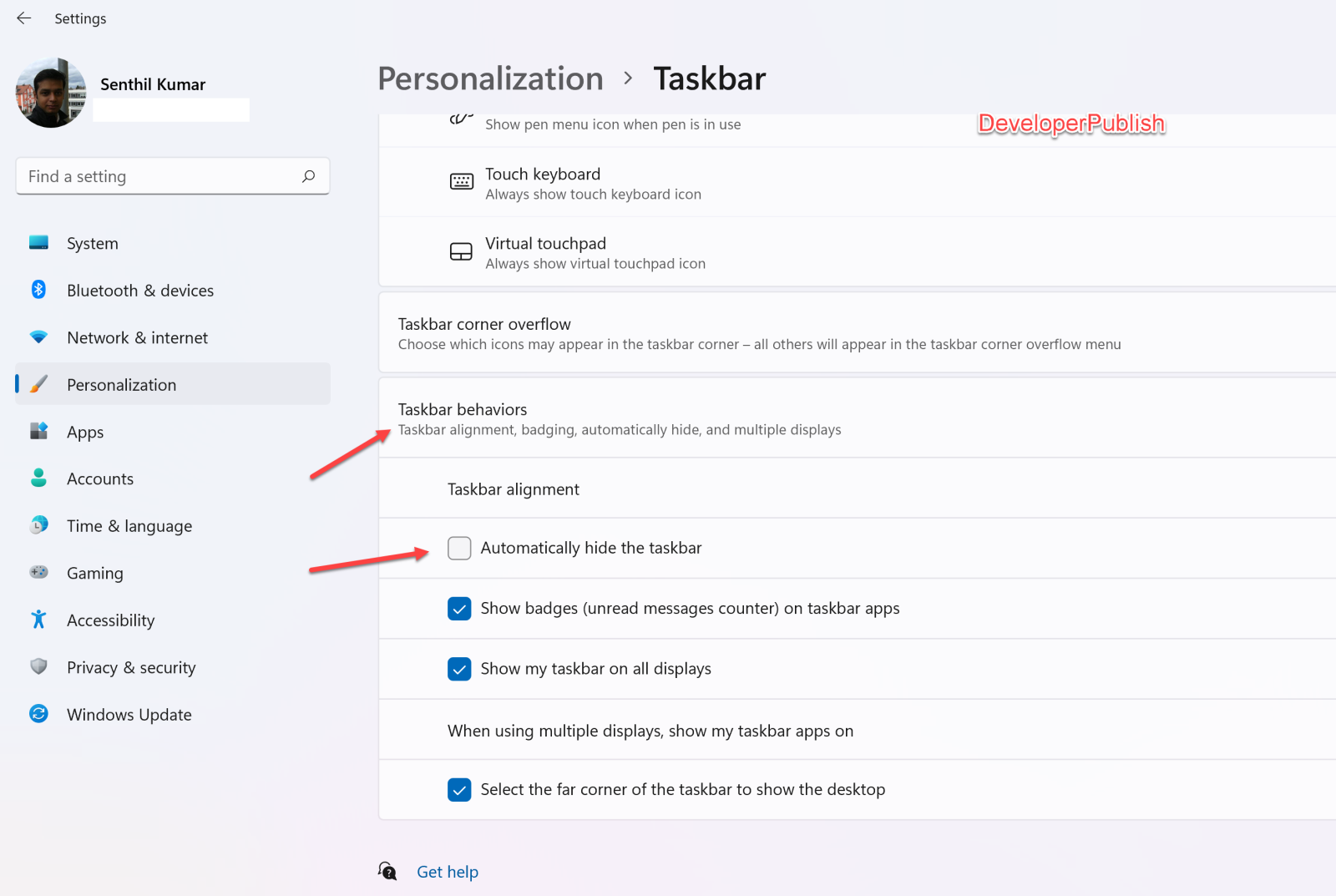 How to Enable or Disable Automatically Hide Taskbar in Windows 11?