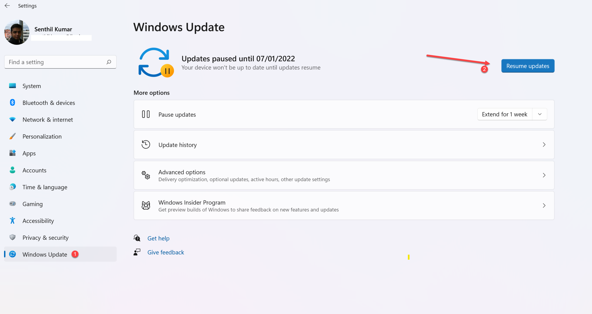 How to Resume Updates in Windows 11?