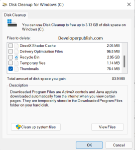How to Clear Thumbnail Cache using Disk Cleanup in Windows 11?