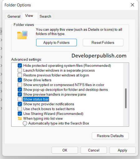 How to Show or Hide Status Bar in File Explorer in Windows 11?
