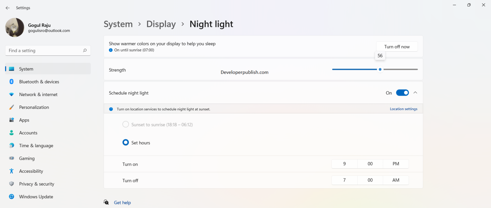 How to Modify Night Light Strength in Windows 11?