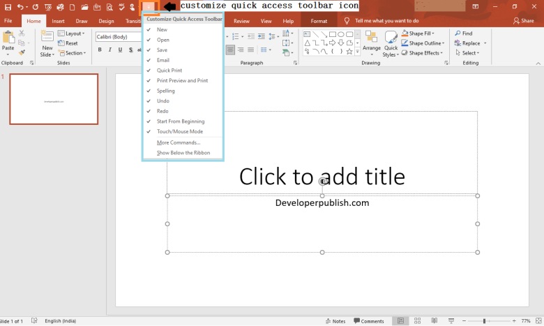 How to Customize Quick Access Toolbar in PowerPoint?