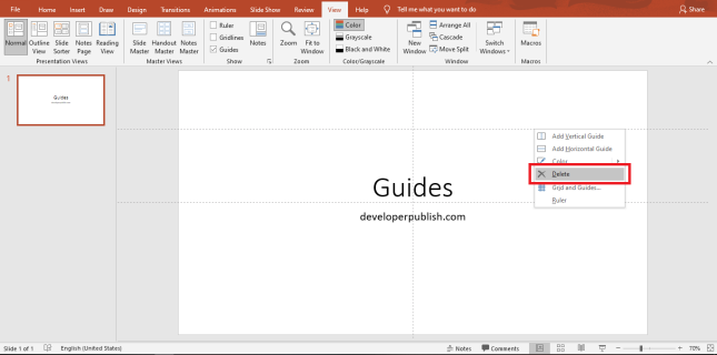 Guides in Microsoft PowerPoint
