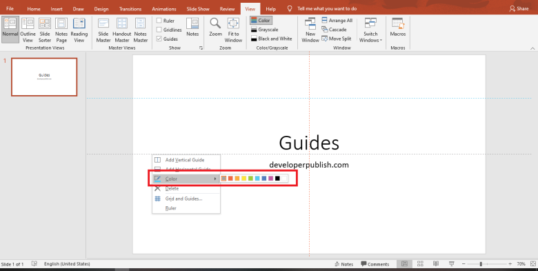 Guides in Microsoft PowerPoint