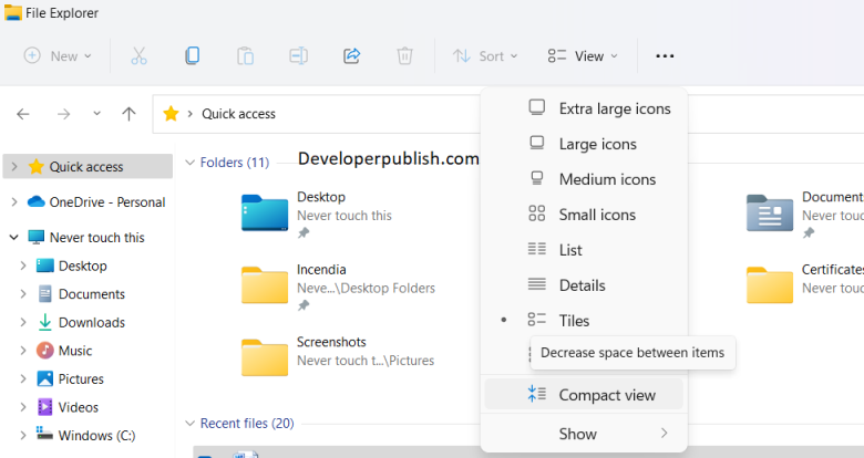 How to Turn On/Off Compact View in Windows 11?