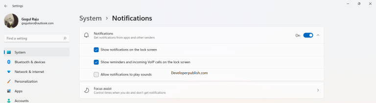 How to switch on or off Notification Sounds in Windows 11?